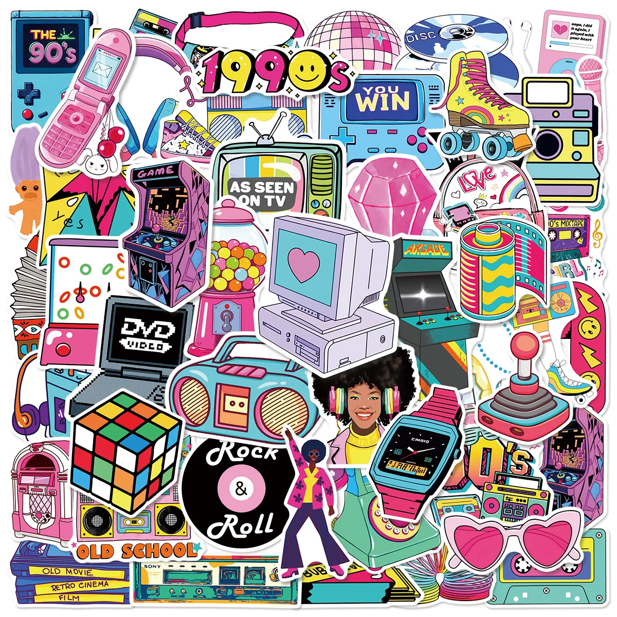 50/100 Pcs Vintage Items Era Memory Cartoon Doodle Stickers for ...