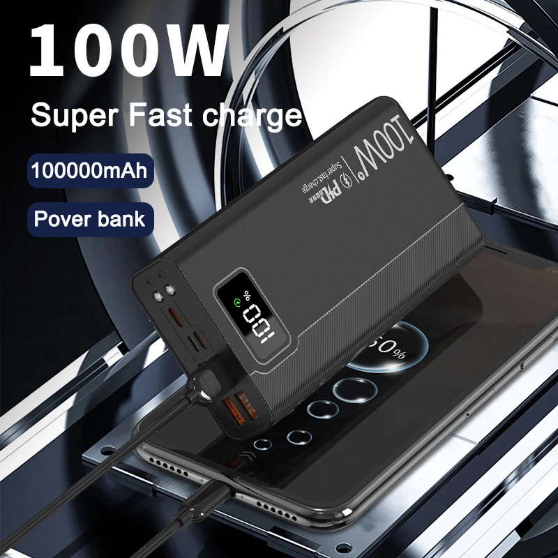 100W Super Fast Charging Power Bank 100000mAh 4 USB powerbank for ...