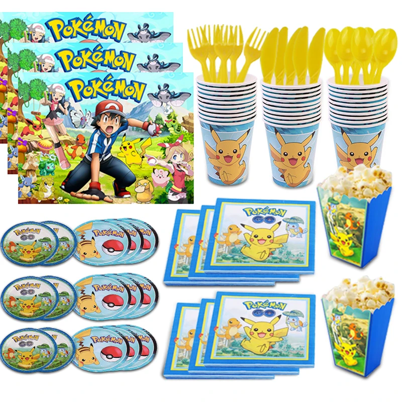 Cartoon-Pikachu-Pokemon-Birthday-party-Disposable-Decorations-Party ...