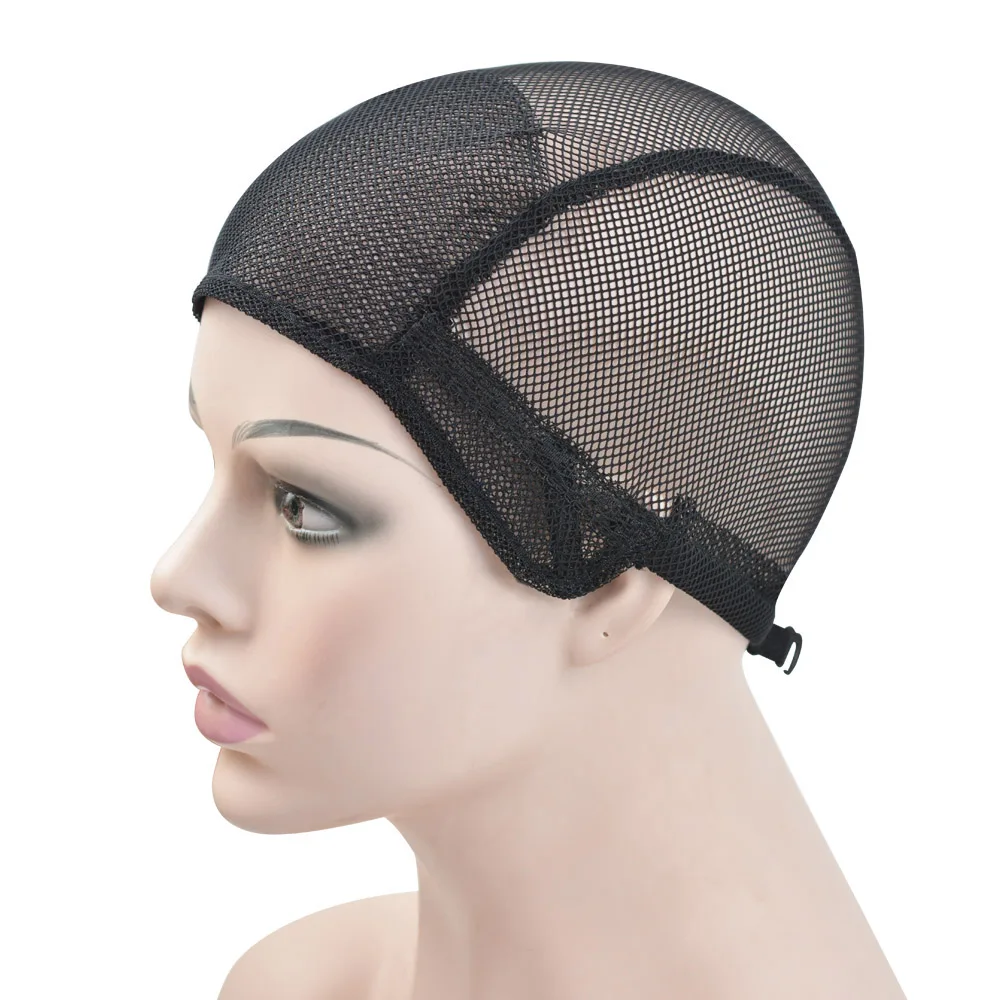 1-Pc-Stretchable-Front-Double-Lace-Wig-Caps-Black-Mesh-Weaving-Caps ...