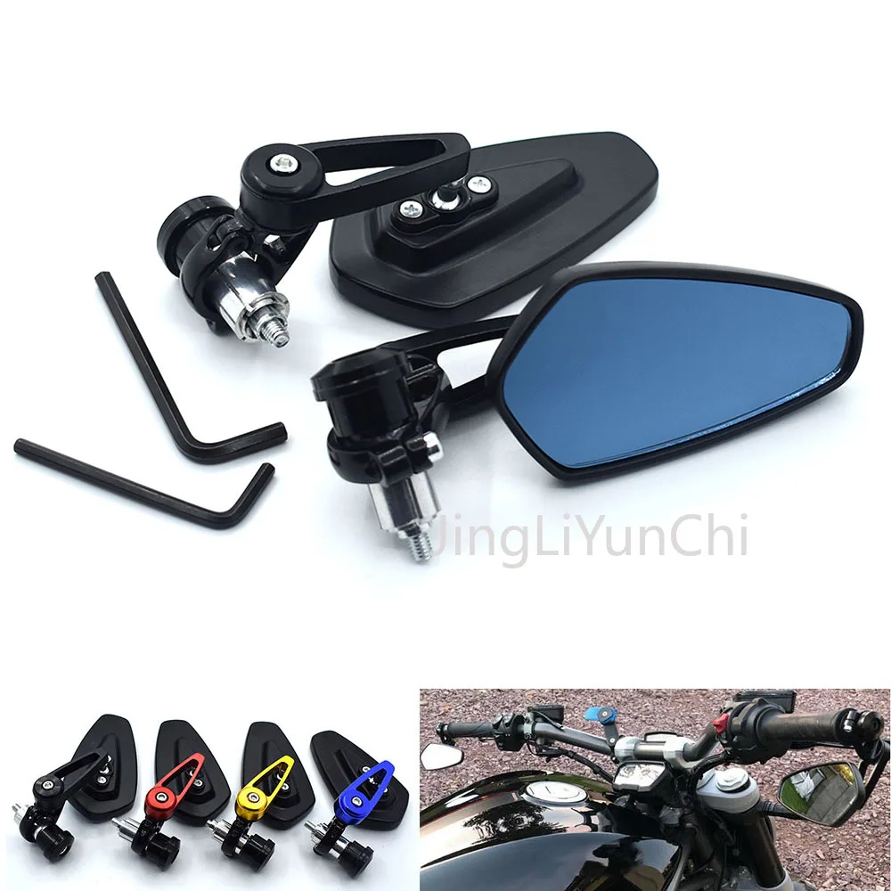 Universial 7/8" 22mm Handlebar Side Rearview Mirrors Aluminum Bar End ...