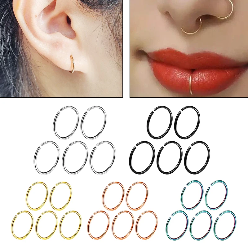 5PC-Fake-Piercing-Nose-Hoop-Ring-Labret-Lip-Ring-Rook-Piercing ...