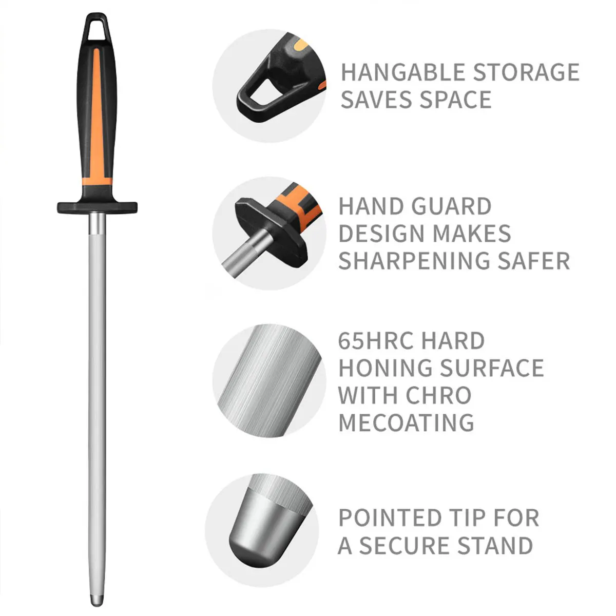 Professional Tungsten Steel Sharpening rod for Butchers - Manual Knife ...
