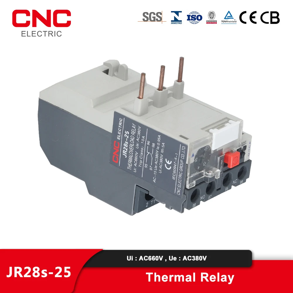 Relé térmico de JR28s 25 CNC, relé de sobrecarga ajustable, 50/60Hz, 1.6A, 2.5A, 4A, 6A, 8A, 10A ...