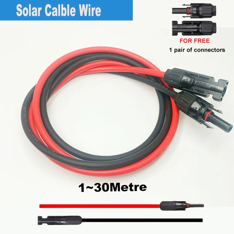 1Pair of Solar Extension Cables with Pair of Male and Female Connectors ...