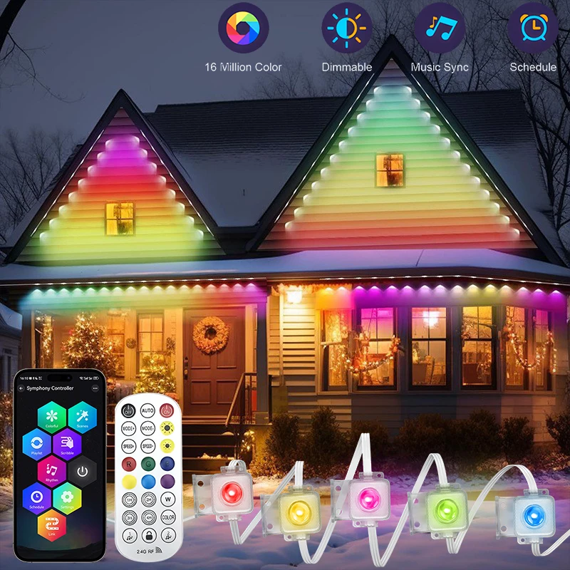 Outdoor-Eaves-Luzes-LED-Waterproof-RGB-String-Lights-DIY-Ilumina-o-Cena ...