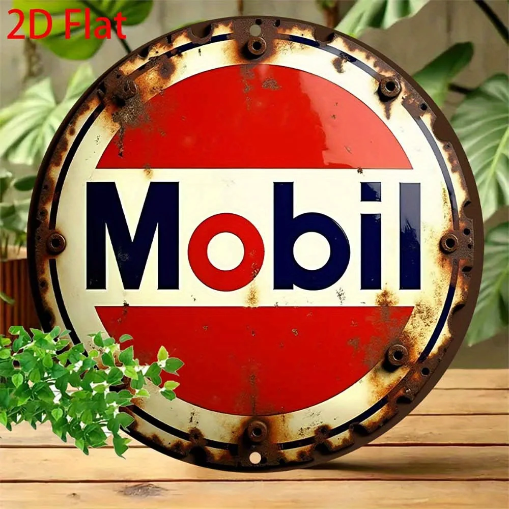 2D Flat, 2D Flat 1pc Round - Retro Aluminum Tin Sign - Vintage Gasoline ...