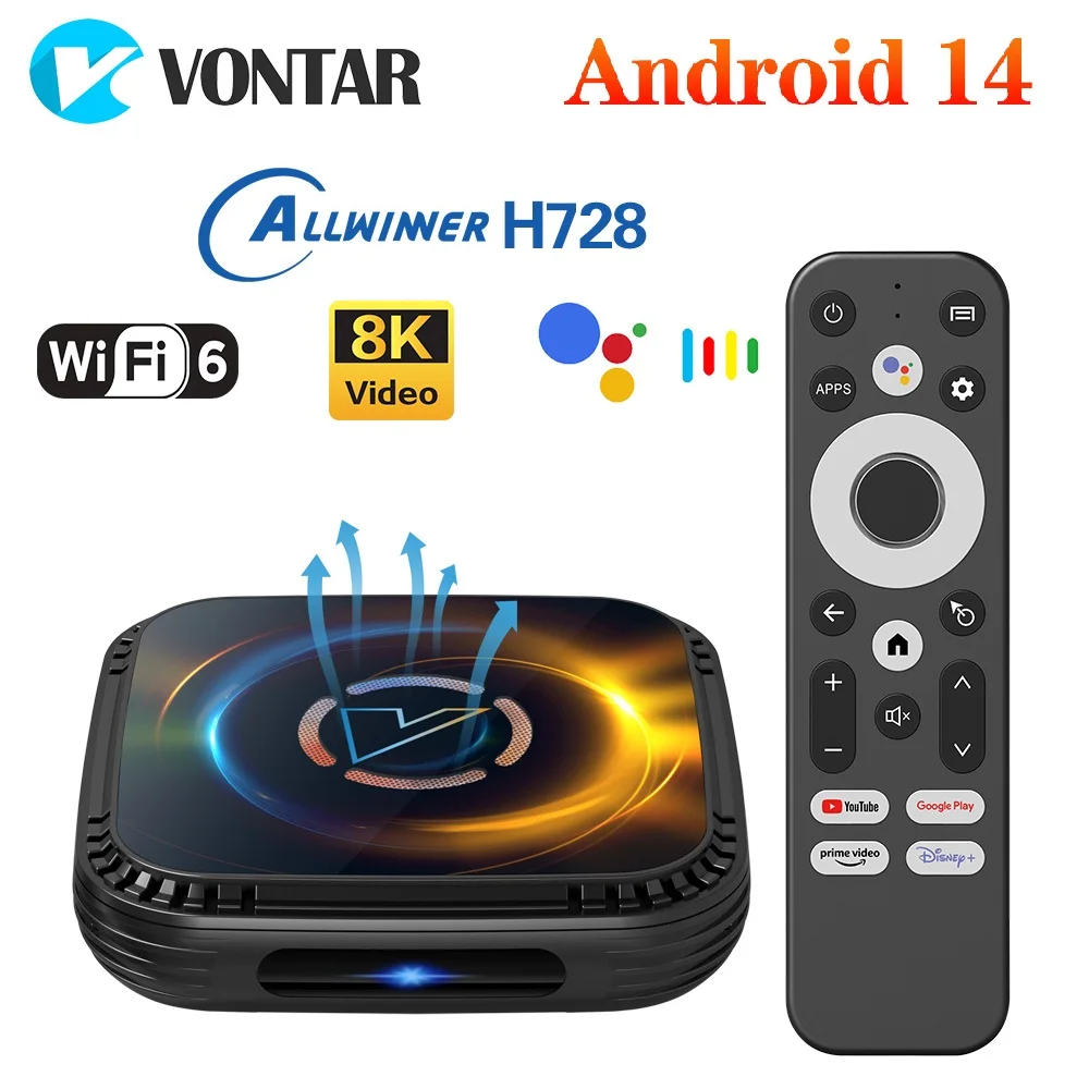VONTAR H728 Cooling FAN Android 14 TV Box Allwinner H728 Octa Core ...