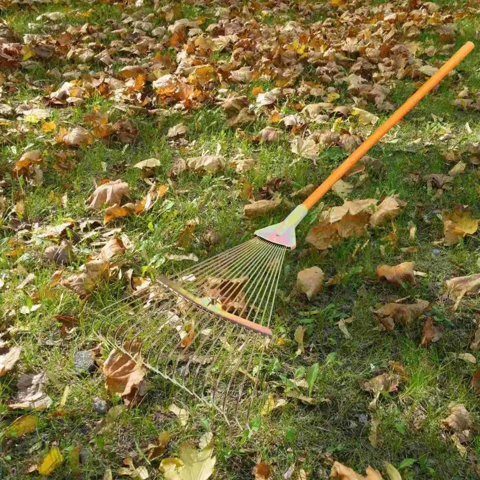 Garden-Pine-Needle-Rake-Portable-Steel-Lawn-Rake-Garden-Shrub-Rake-For ...