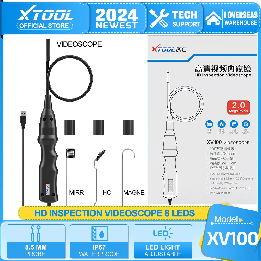 XTOOL-XV100-Waterproof-8-5mm-HD-Endoscope-Camera-Micro-8-LED-IP67-Car ...