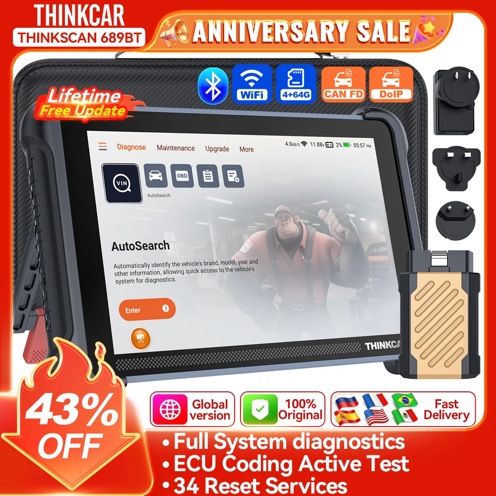 THINKCAR THINKSCAN 689BT CANFD DOIP OBD2 Diagnostic Tool 34 Reset Car ...