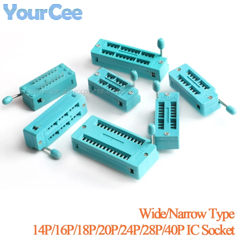Universal ZIF IC Socket 2.54MM Lock Test Seat Connector Solder Type 14P ...