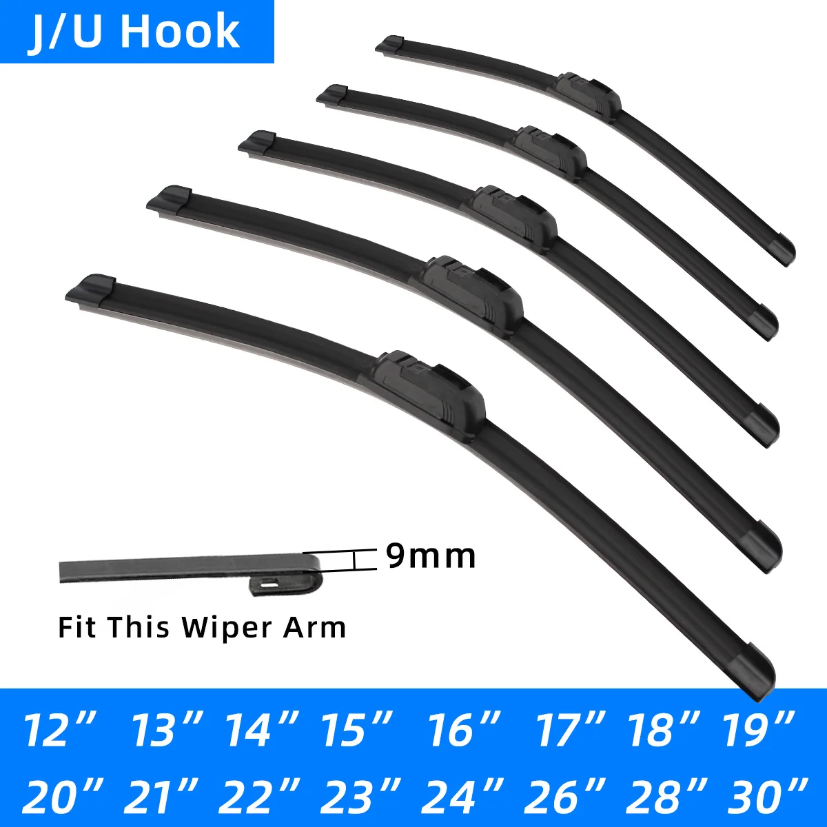 Fit 99% Car J Hook Car Wiper Blades Windscreen Wiper Automobile Windshield Wiper Soft Rubber 13 ...