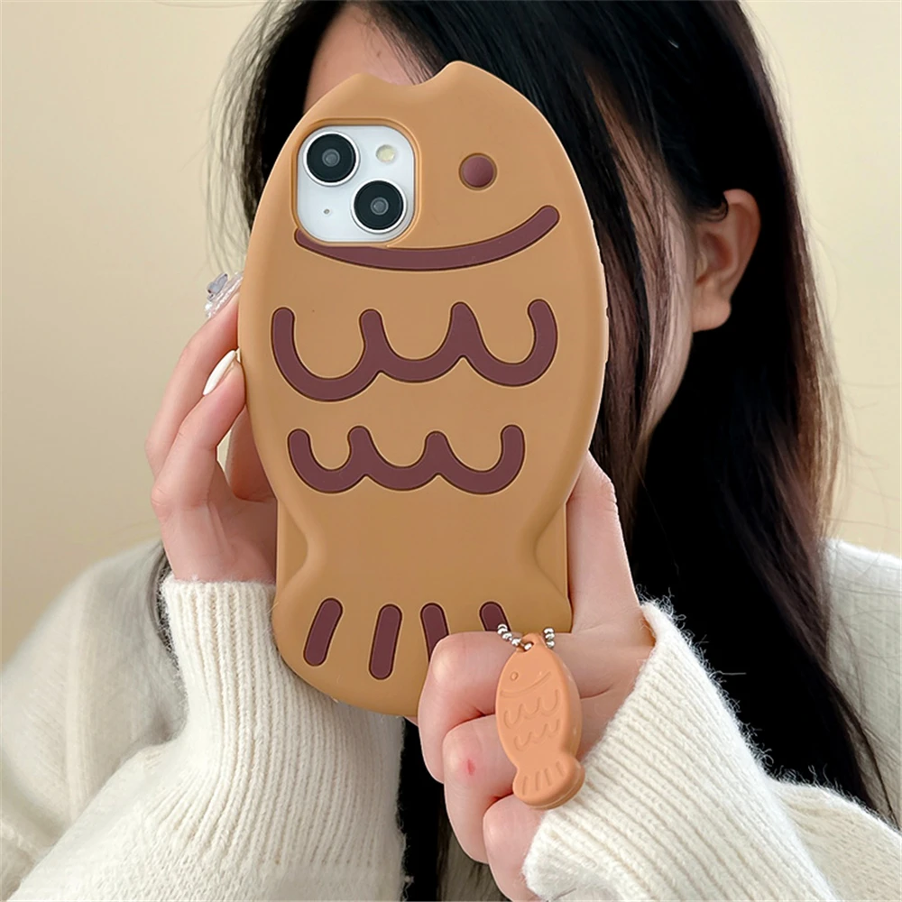 Korean-cartoon-3D-super-cute-snapper-pendant-silicone-phone-case-for ...