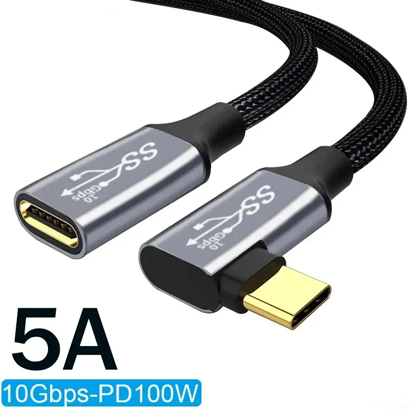 5A-Type-C-Male-Female-90-Angle-Cable-USB-C-Extension-Cable-Fast ...