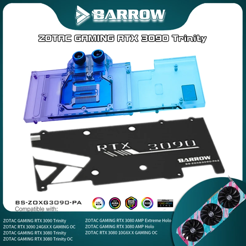Barrow RTX 3090 Waterblock para ZOTAC RTX3080 Trinity/ AMP/ Gaming OC ...