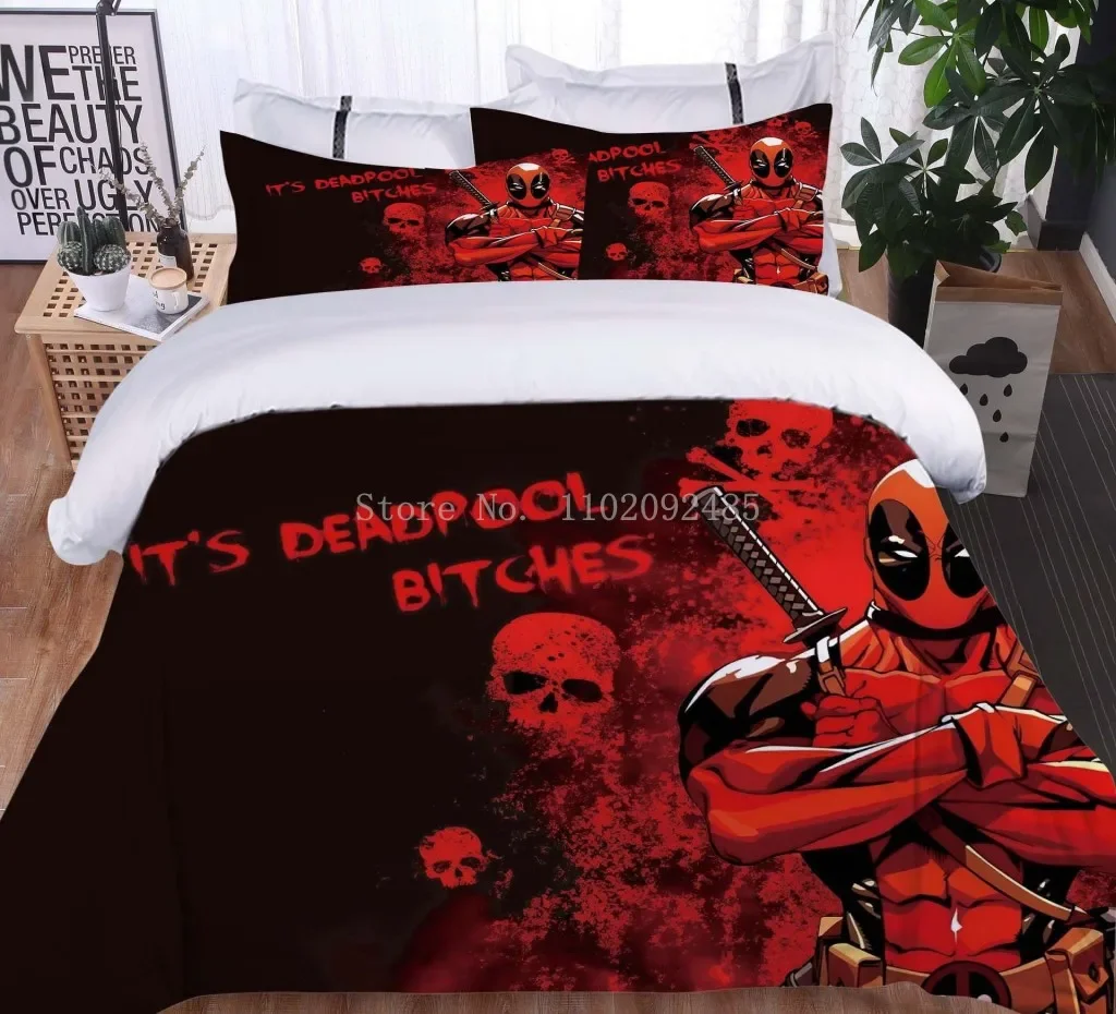 3D-Cute-Spiderman-Deadpool-Bedding-Set-Duvet-Cover-Cute-Anime-Single ...