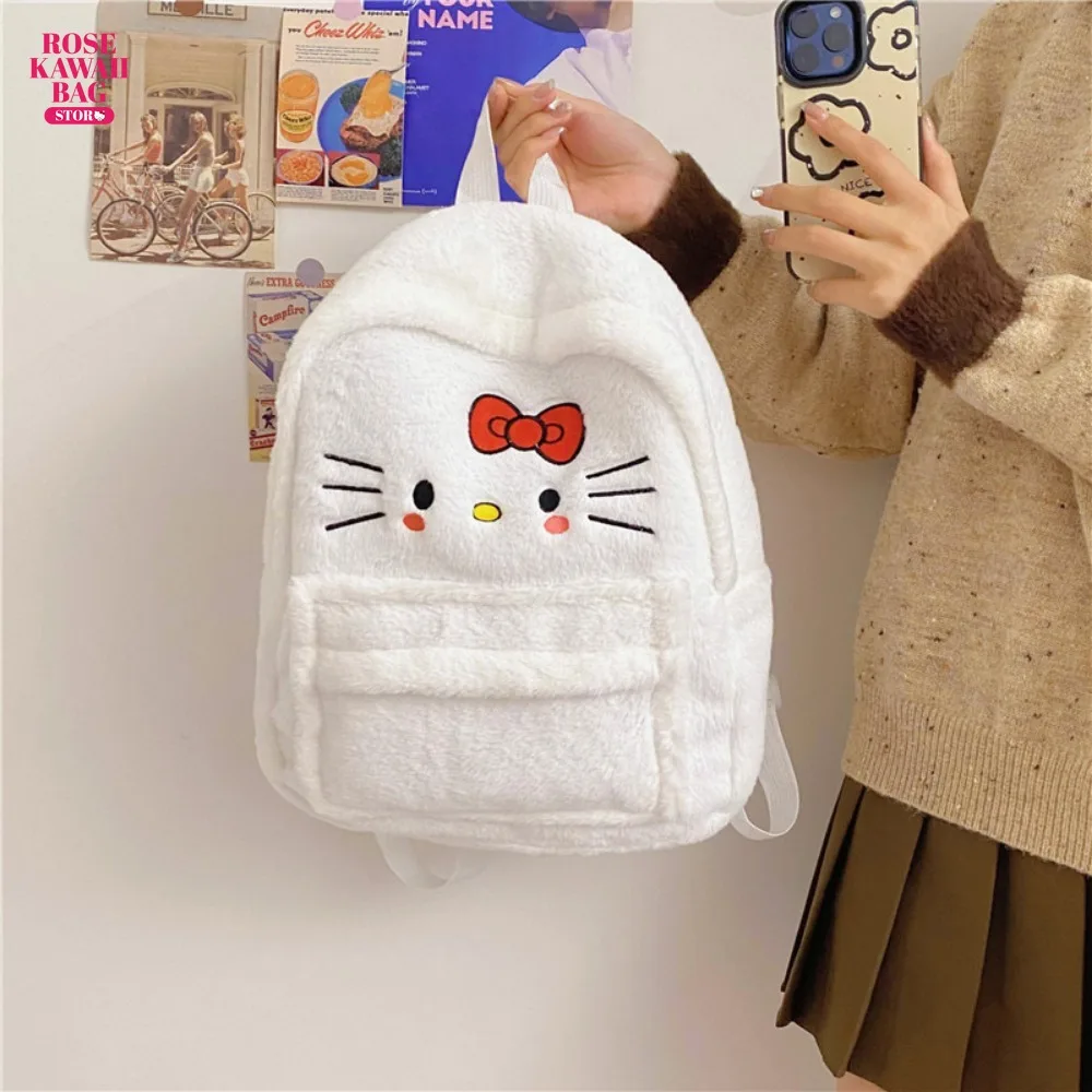 Hello-Kitty-Backpack-Cartoon-Sanrio-Plush-Bag-Cute-Style-High-capacity ...