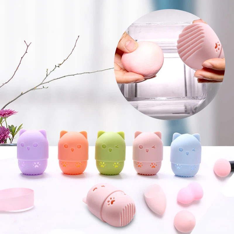Soft-Silicone-Cosmetic-Blender-Sponge-Box-Holder-Beauty-Powder-Puff ...
