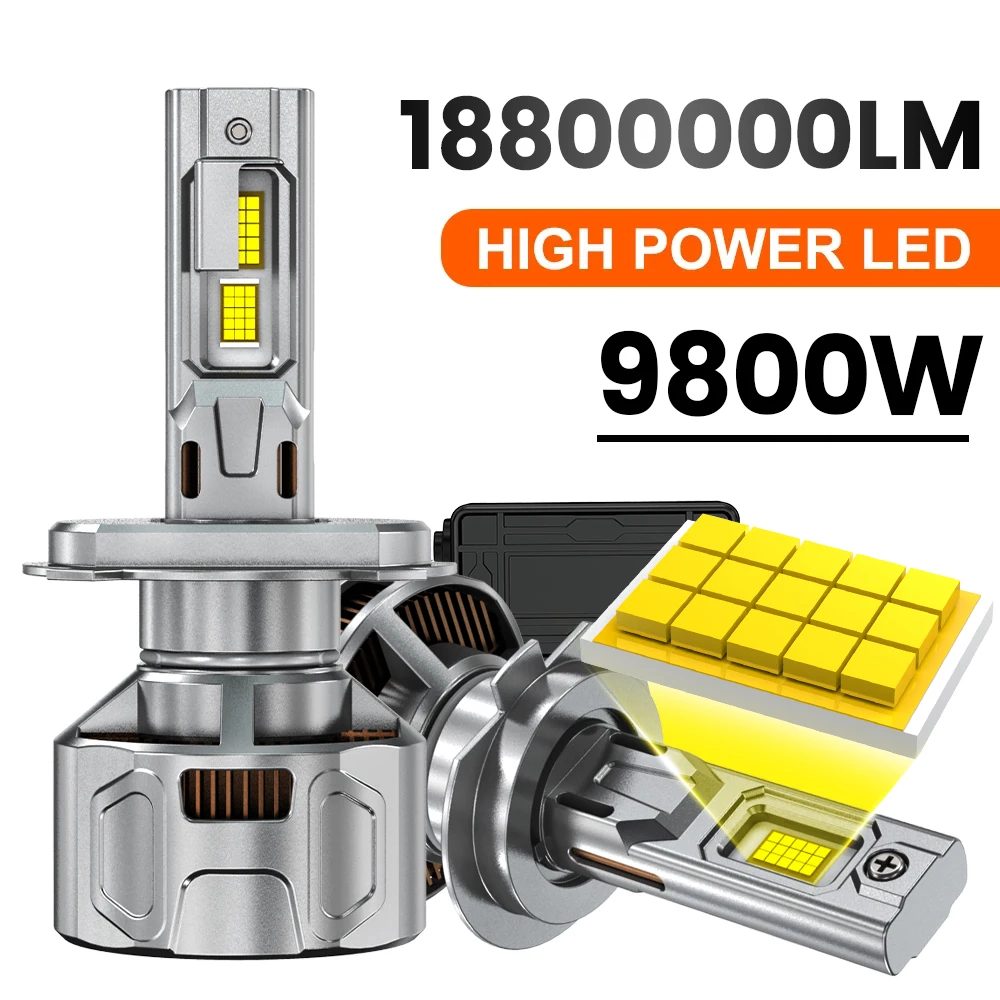 18800000LM H4 캔버스 LED 헤드라이트 전구 9800W H7 H11 H1 9005 HB3 9006 HB4 터보 자동차 ...