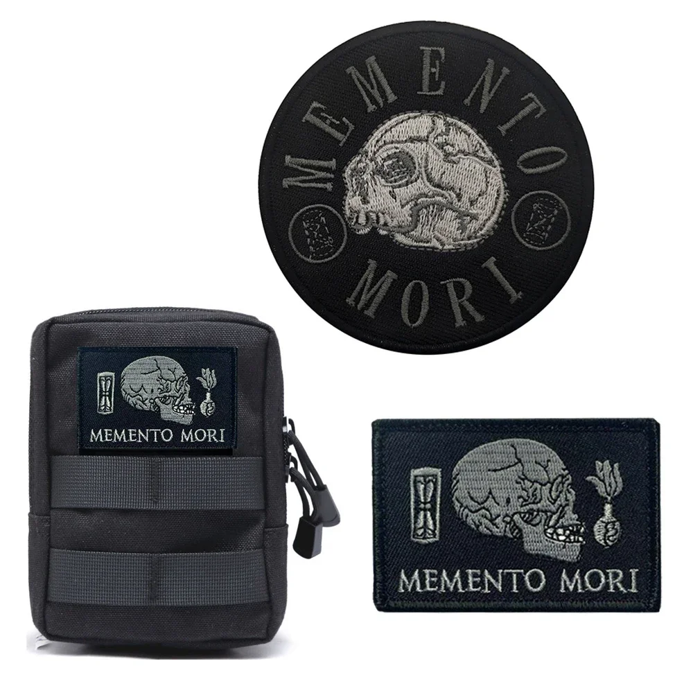 Memo-Mori-Warning-Embroidered-Patches-Skull-Head-Hook-loop-Armband ...