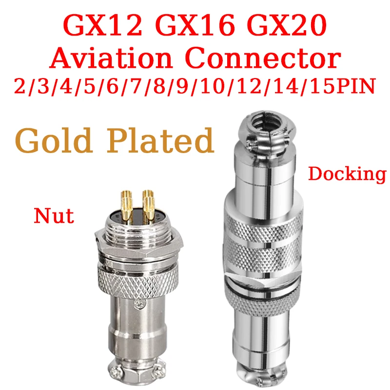 GX12-GX16-GX20-Gold-Plated-Aviation-Plug-Socket-Docking-Connector-2PIN ...