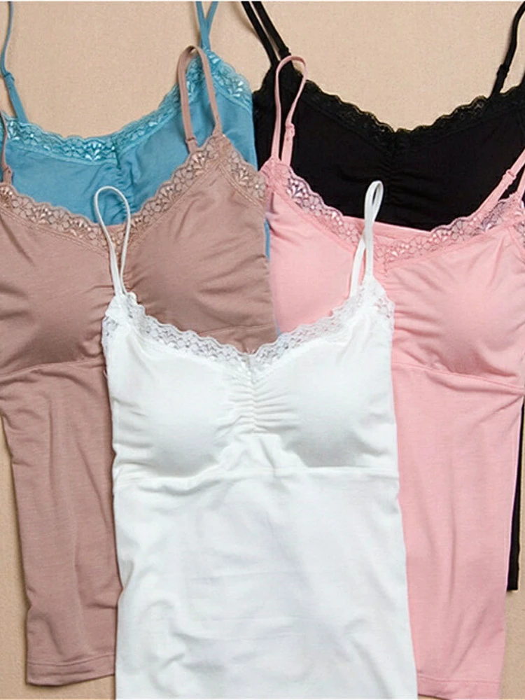 2020 Summer Lace Padded Camisole Women Tops Bras Seamless Bra Padded ...
