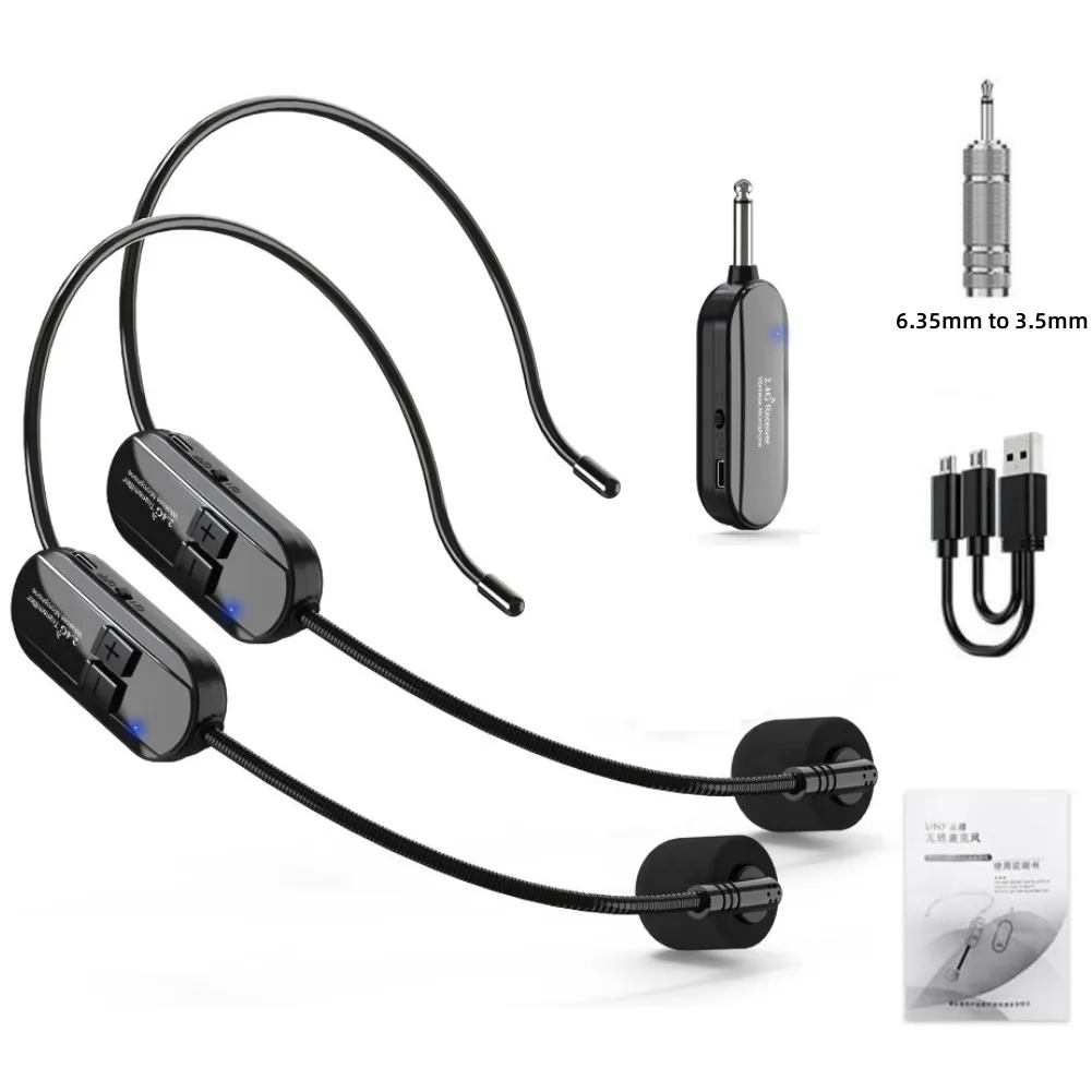 2.4G Wireless Microphone Headset Mic Wireless Earphone For Voice ...