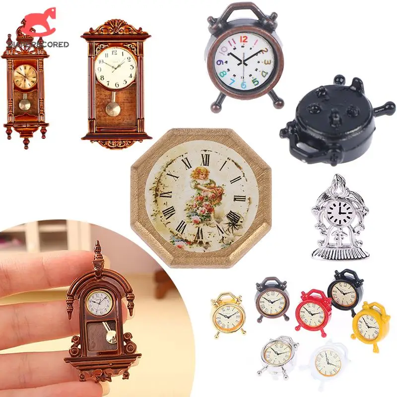 1-12-Dollhouse-Miniature-Wall-Clock-Play-Doll-House-Miniaturas-Home ...