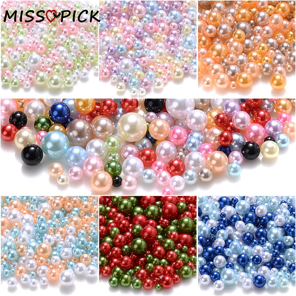 1.5-5/3-8mm Round Multicolor No Hole Acrylic Imitation Pearl Beads ...