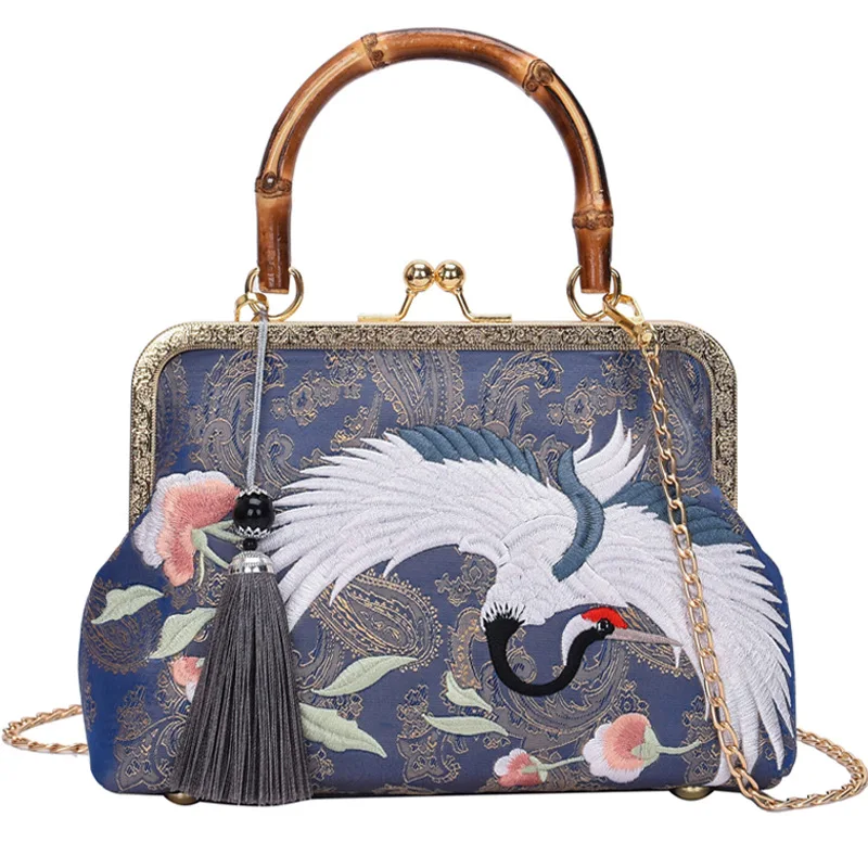Embroidery Jacquard Wood Hand Lock Shell Bags Designer Bag Women ...