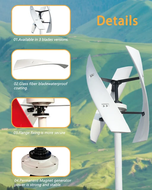 Spiral Wind Vertical Turbine Generators 8KW 20KW 12V 24V 48VAlternative ...