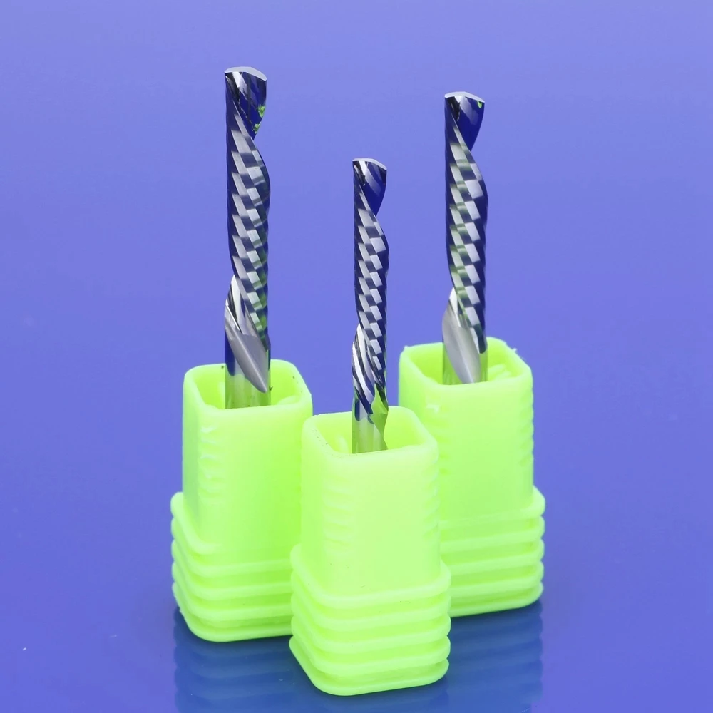 20pcs/lot 3.175/4/5/6mm Woodworking Tools Carbide Left Spiral 1 Flute ...