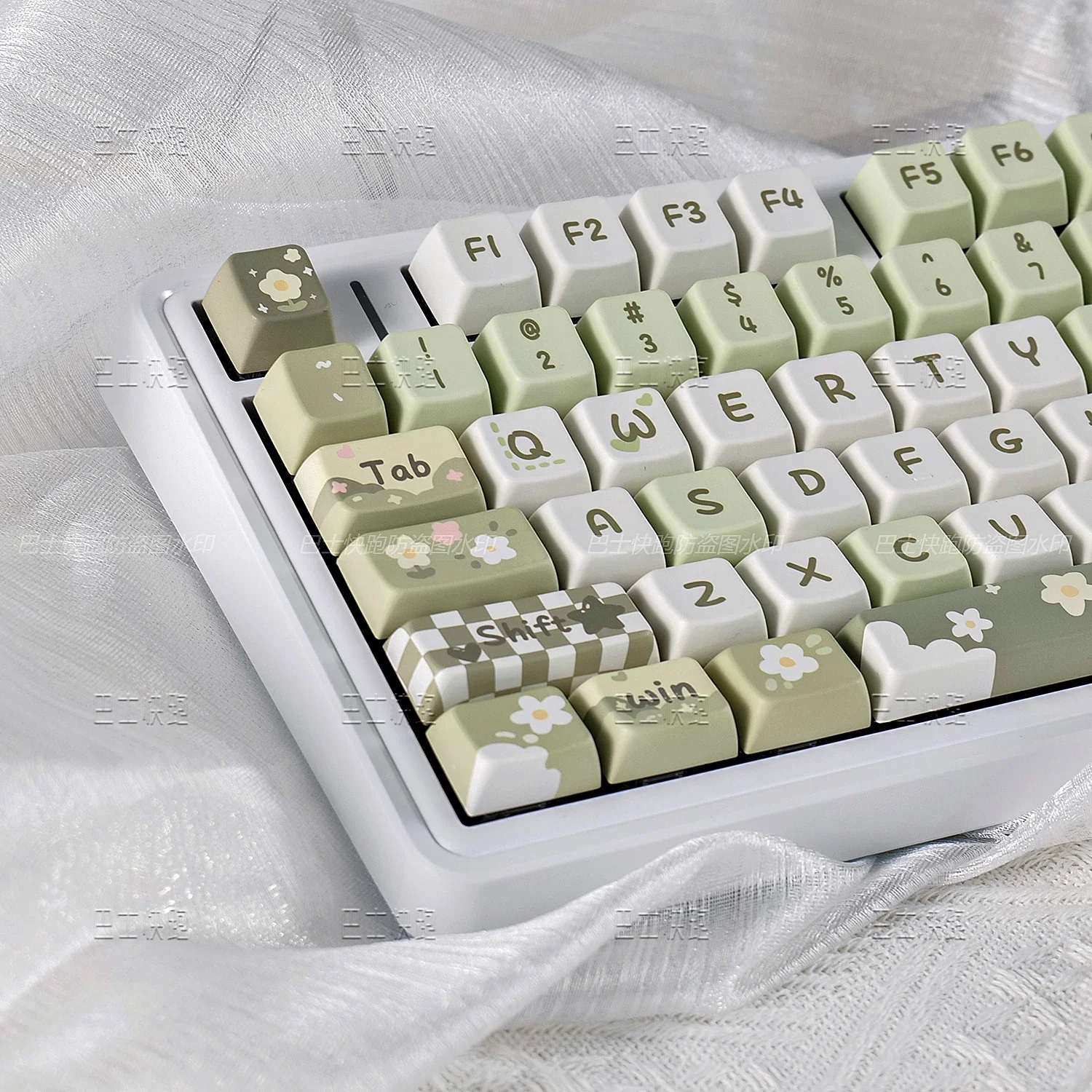 138Keys-Spring-Flower-Keycaps-Mda-Milk-Green-Pbt-Sublimation-Complete ...