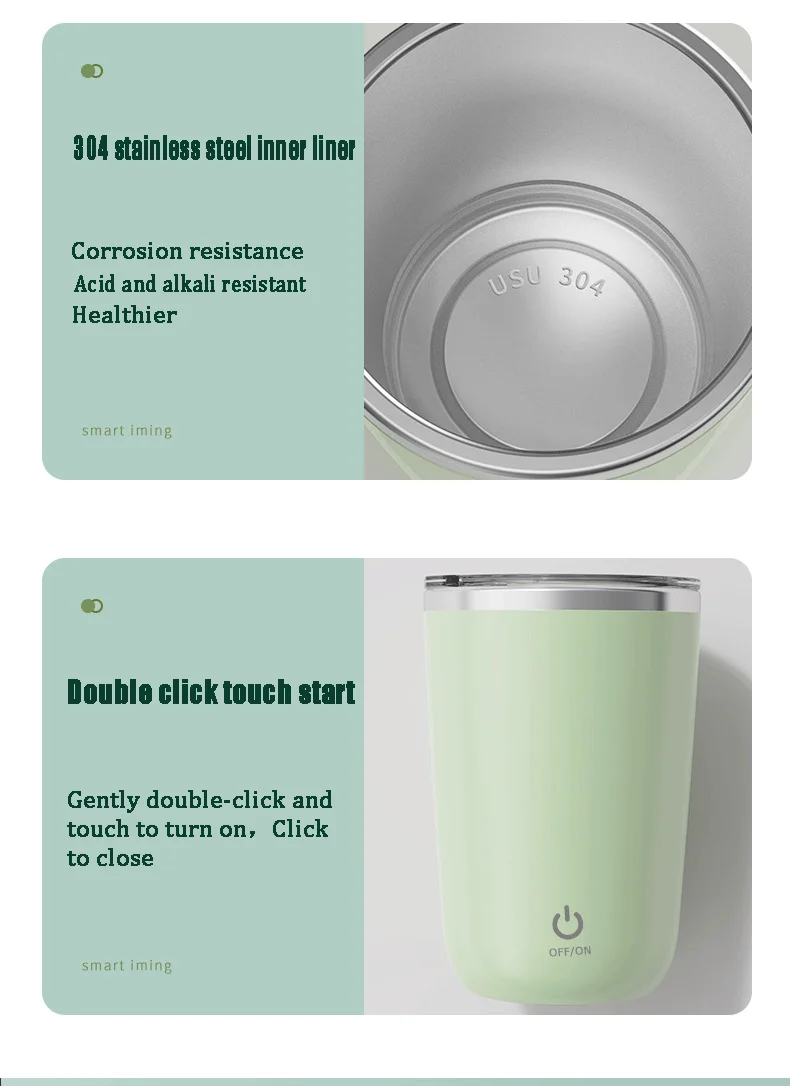 Magnetic Automatic Mixing Cup, 304 Stainless Steel Rechargeable ...