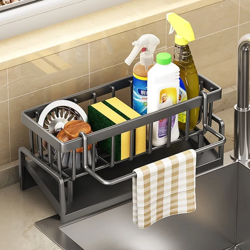 Sink Drain Rack Sponge Holder Sink Faucet Storage Soap Drainer Towel ...