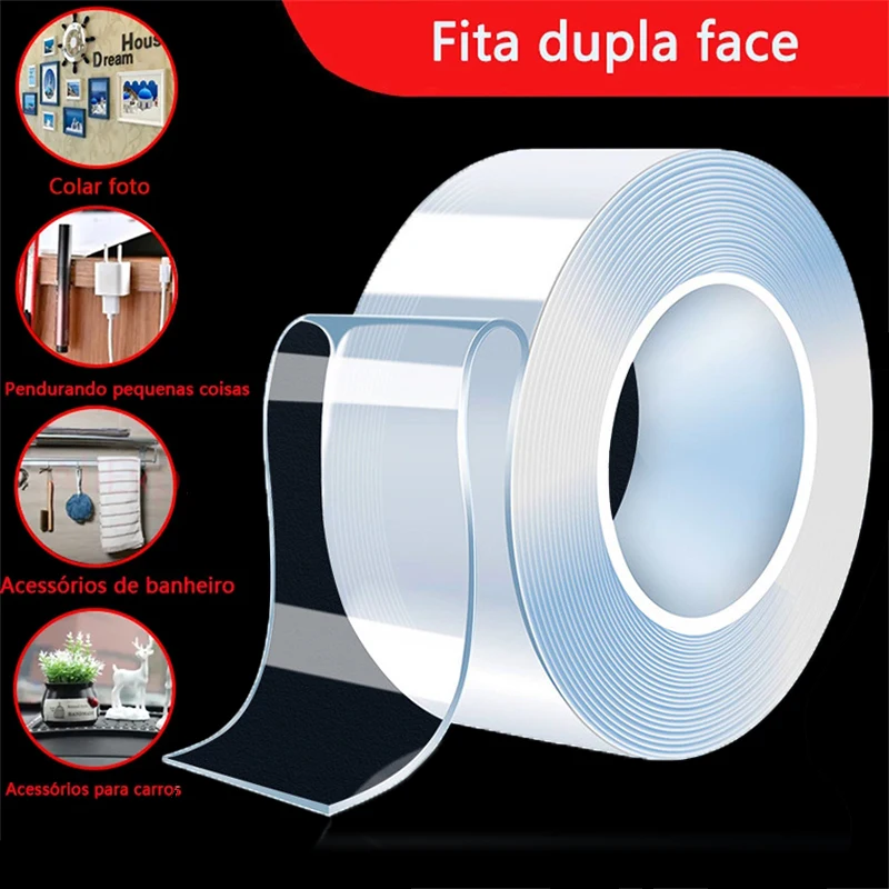 1-5m Nano Double Sided Sticker Reusable Traceless Nano Transparent Self ...