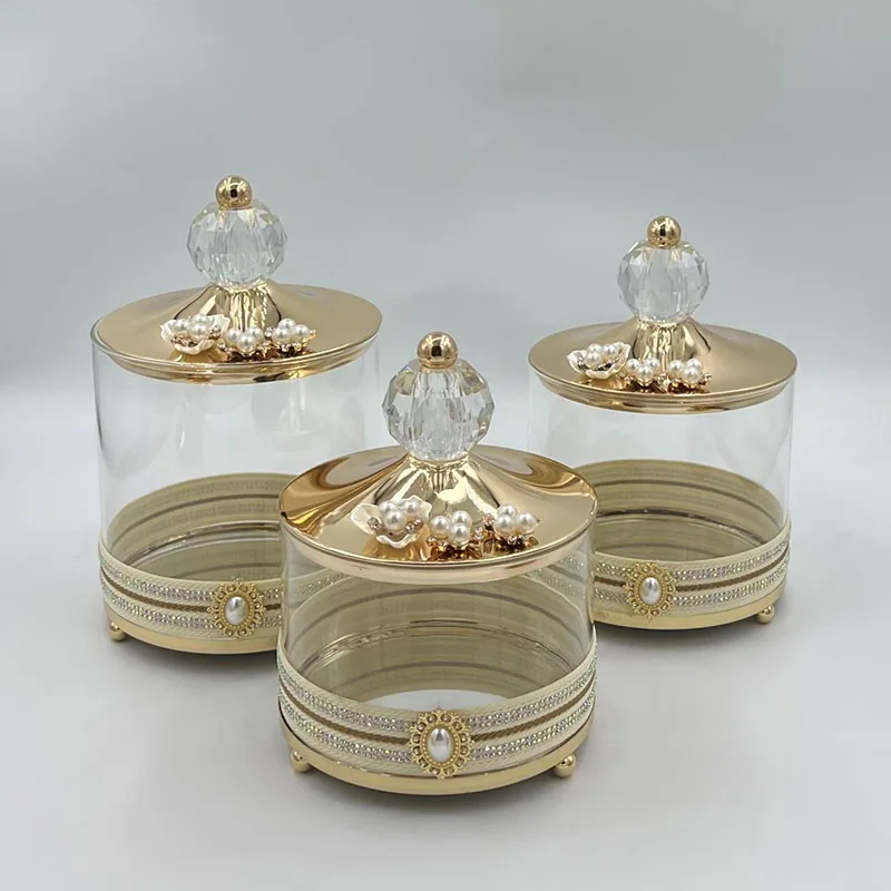 European-Style-Transparent-Glass-Candy-Jar-Metal-Decorative-Jar-Luxury ...