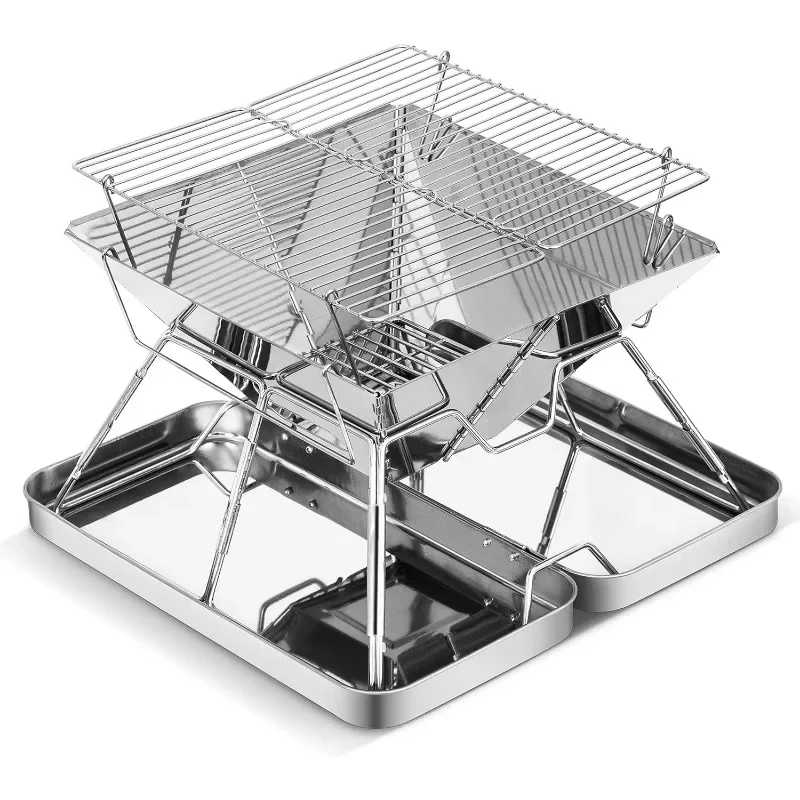 Portable-Charcoal-Grill-Folding-Stainless-Steel-Camping-Fire-Pit ...