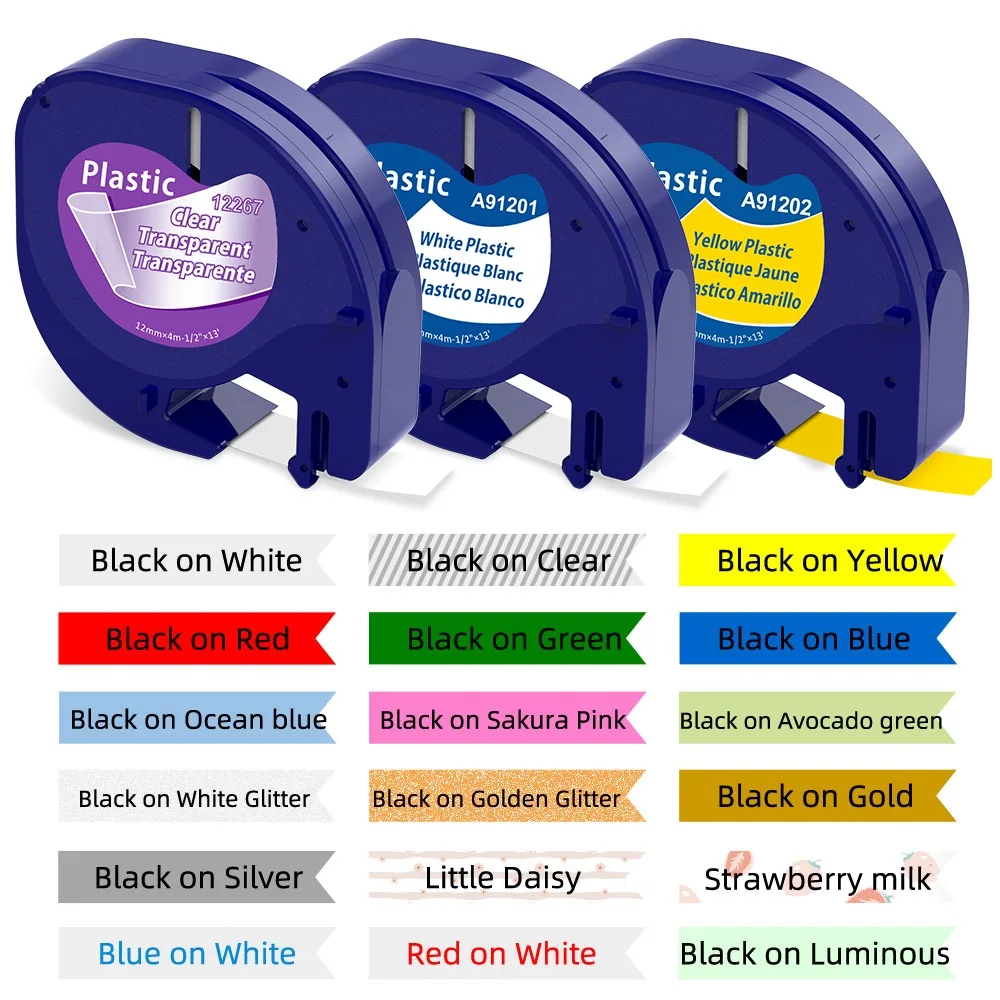 91201 12267 Compatible for Dymo Letratag Cartridge 12mm Plastic Label ...