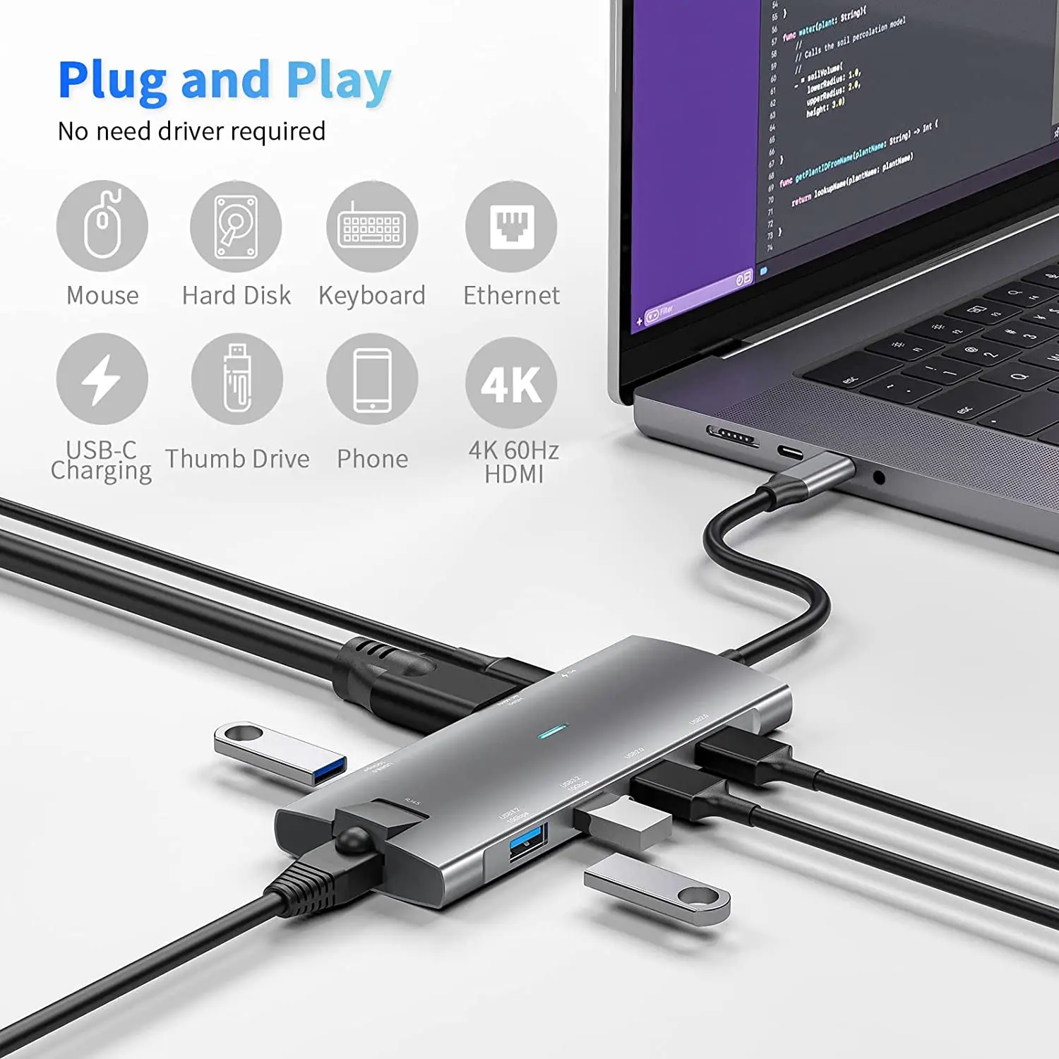 CONCENTRATEUR USB-C 9-EN-1 - HUB USB C Type C vers HDMI, adaptateur 4K ...