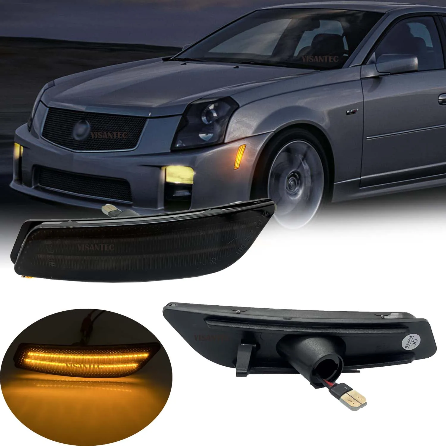Amber-LED-Car-Front-Bumper-Side-Marker-Indicator-Lights-For-Cadillac ...