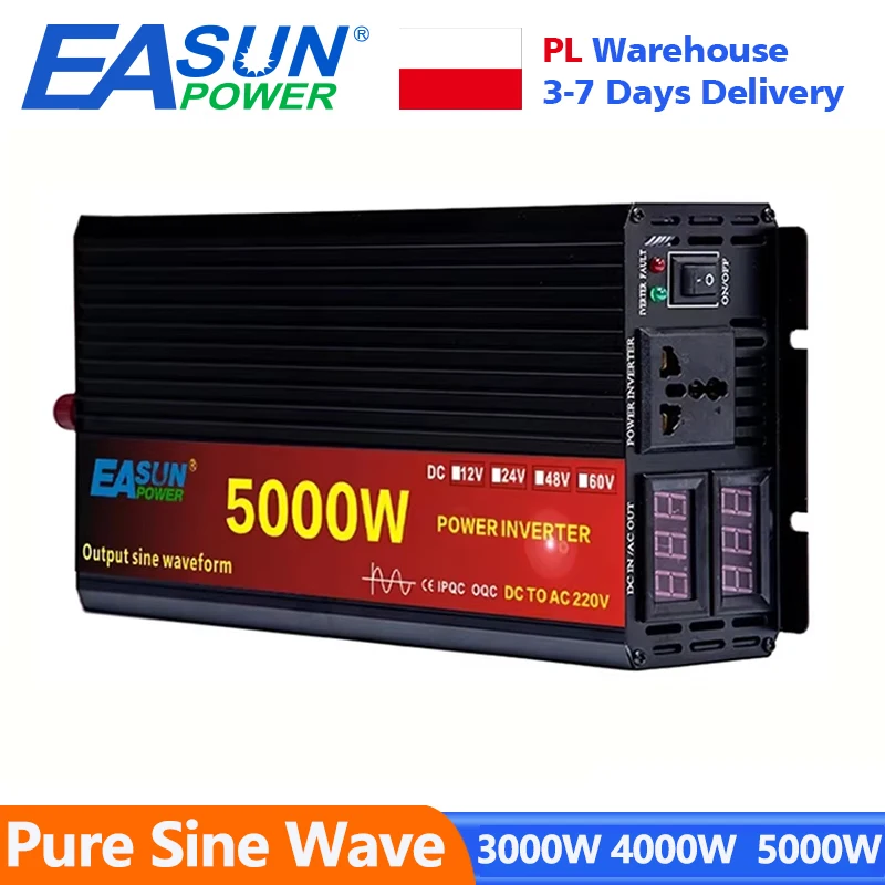Inwerter sinusoidalny EASUN POWER 3000W 4000W 5000W, konwerter DC 12V ...