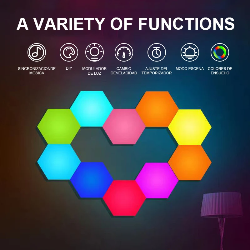 2022-Modern-Lamp-LED-Panel-Night-Light-Magnetic-Hexagons-Modular-Colorful-RGB-Lights-DIY-Wall ...
