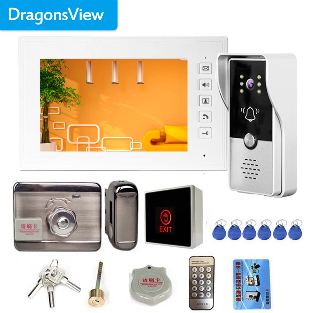 Dragonsview Video Door Phone Doorbell Camera Intercom 7" Monitor with Electronic Lock Unlock for ...