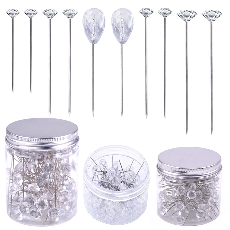 Kraball-50-100pcs-Diamond-Head-Positioning-Needles-Stitch-Sewing-Pins ...