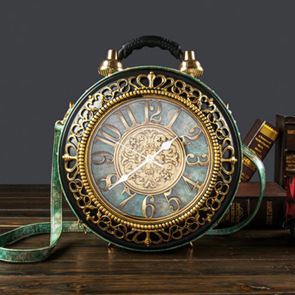 Luxury-Design-Vintage-Alarm-Clock-Shape-Handbag-For-Women-Walkable ...