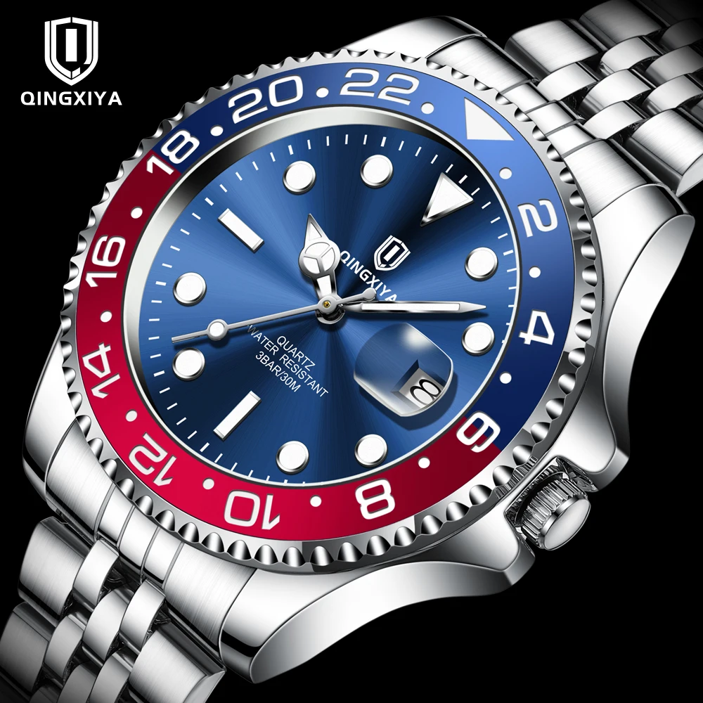 QINGXIYA Classic Mens Watch Ghost Series Stainless Steel Waterproof ...
