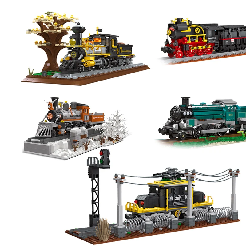 Moc City Train Model Building Blocks European Retro Truck Carriage ...