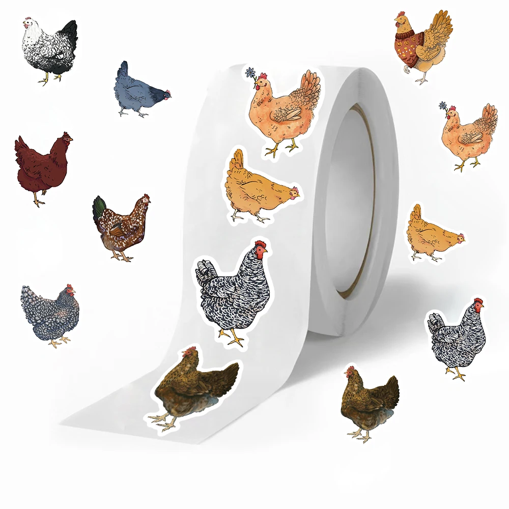 500PCS-Chicken-Hen-Animals-Roll-Stickers-for-Water-Bottles-Laptop ...